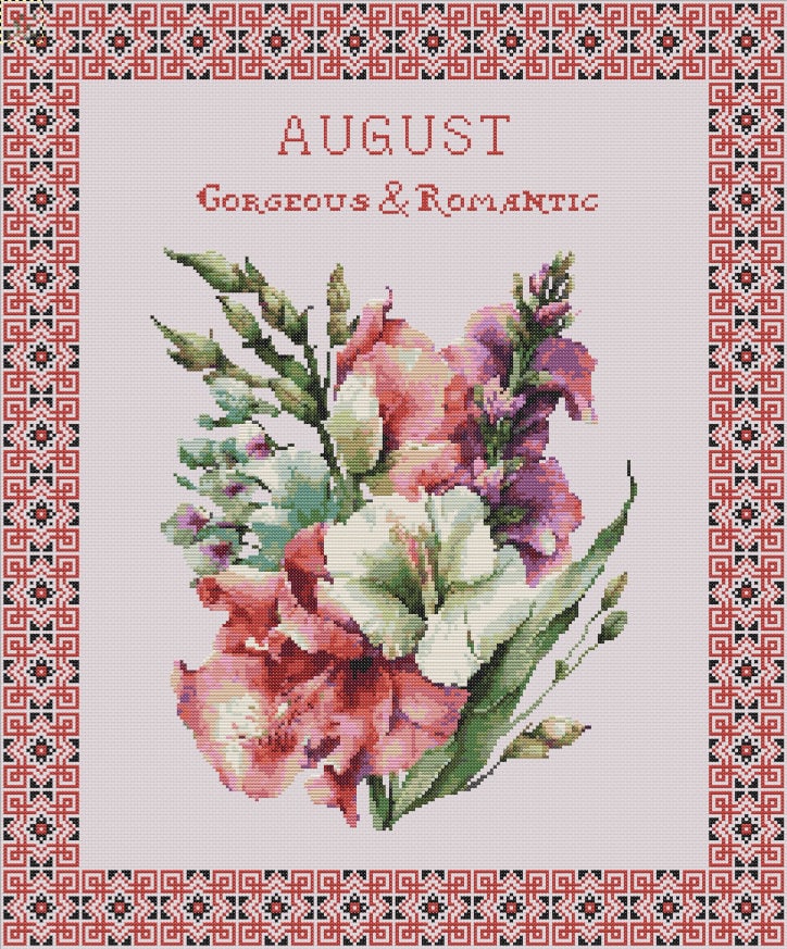 Vintage August Birth Month Flower Cross Stitch Pattern - Etsy