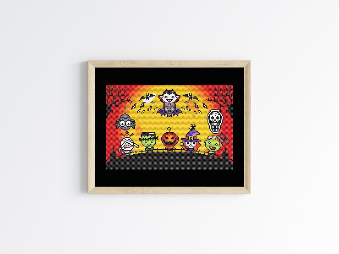 Mini Monster Mash Halloween Cross Stitch Pattern, Mini Fun Halloween ...