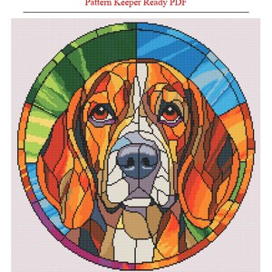 Stained Glass Dogs Cross Stitch Pattern, Beagle, Pattern Keeper ...