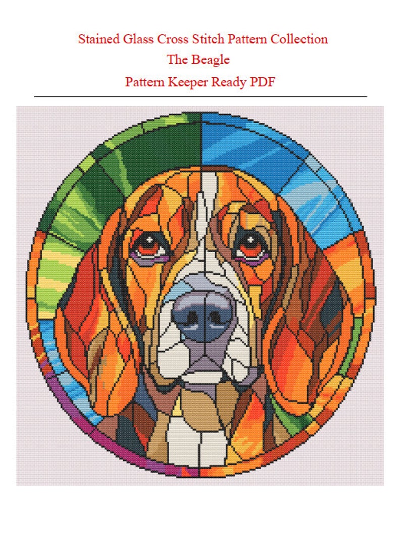 Stained Glass Dogs Cross Stitch Pattern Beagle Pattern - Etsy