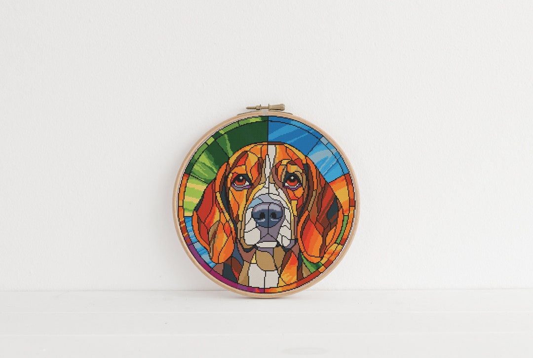 Stained Glass Dogs Cross Stitch Pattern, Beagle, Pattern Keeper ...
