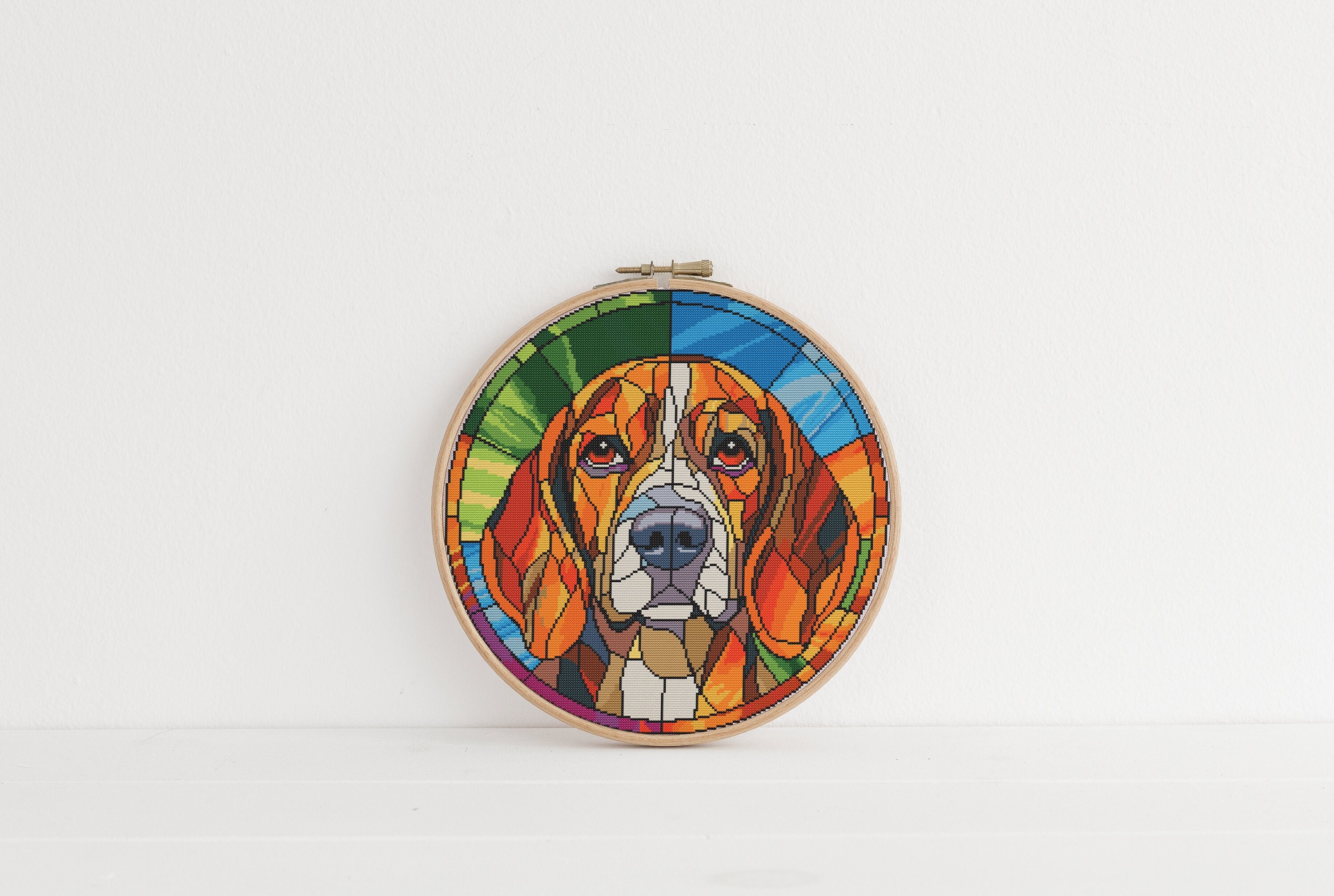 Stained Glass Dogs Cross Stitch Pattern Beagle Pattern - Etsy