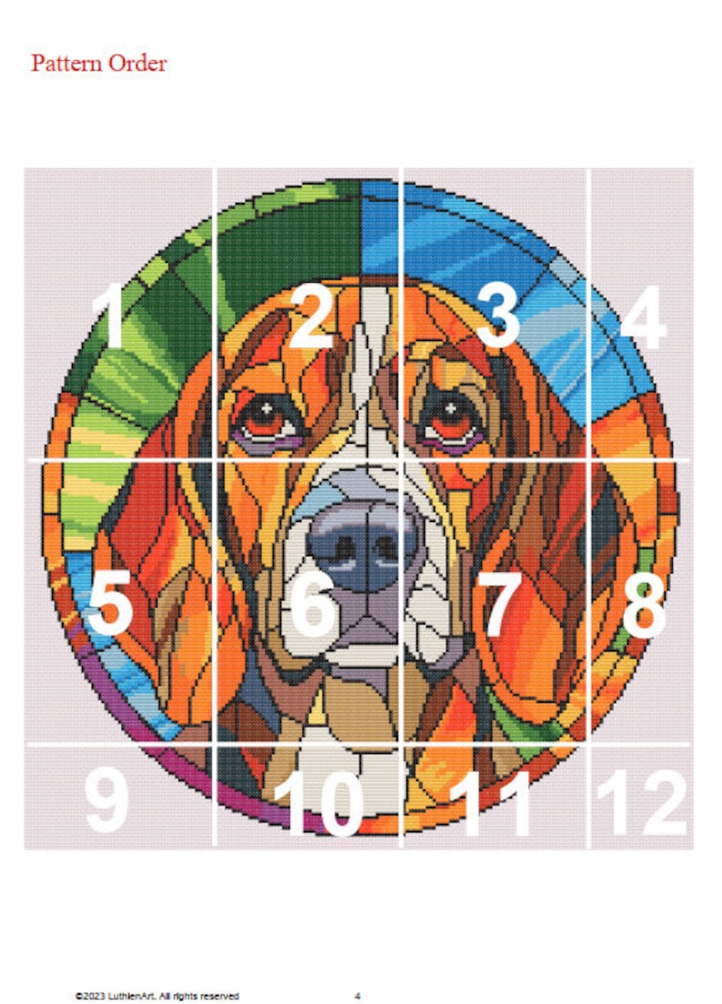 Stained Glass Dogs Cross Stitch Pattern Beagle Pattern - Etsy