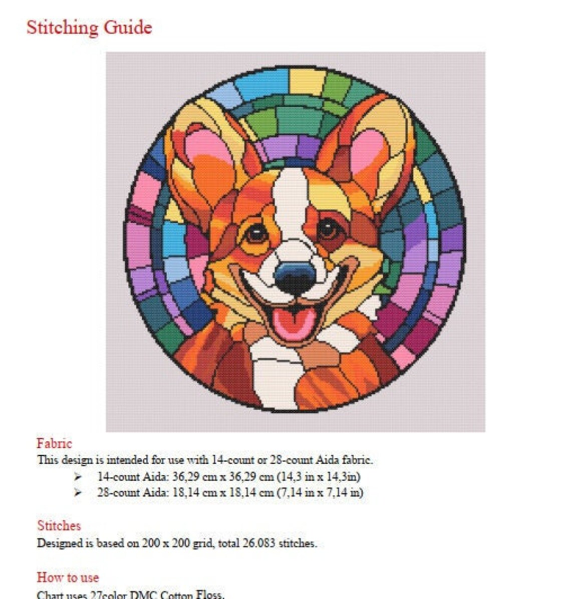 Stained Glass Dogs Cross Stitch Pattern Corgi Pattern - Etsy