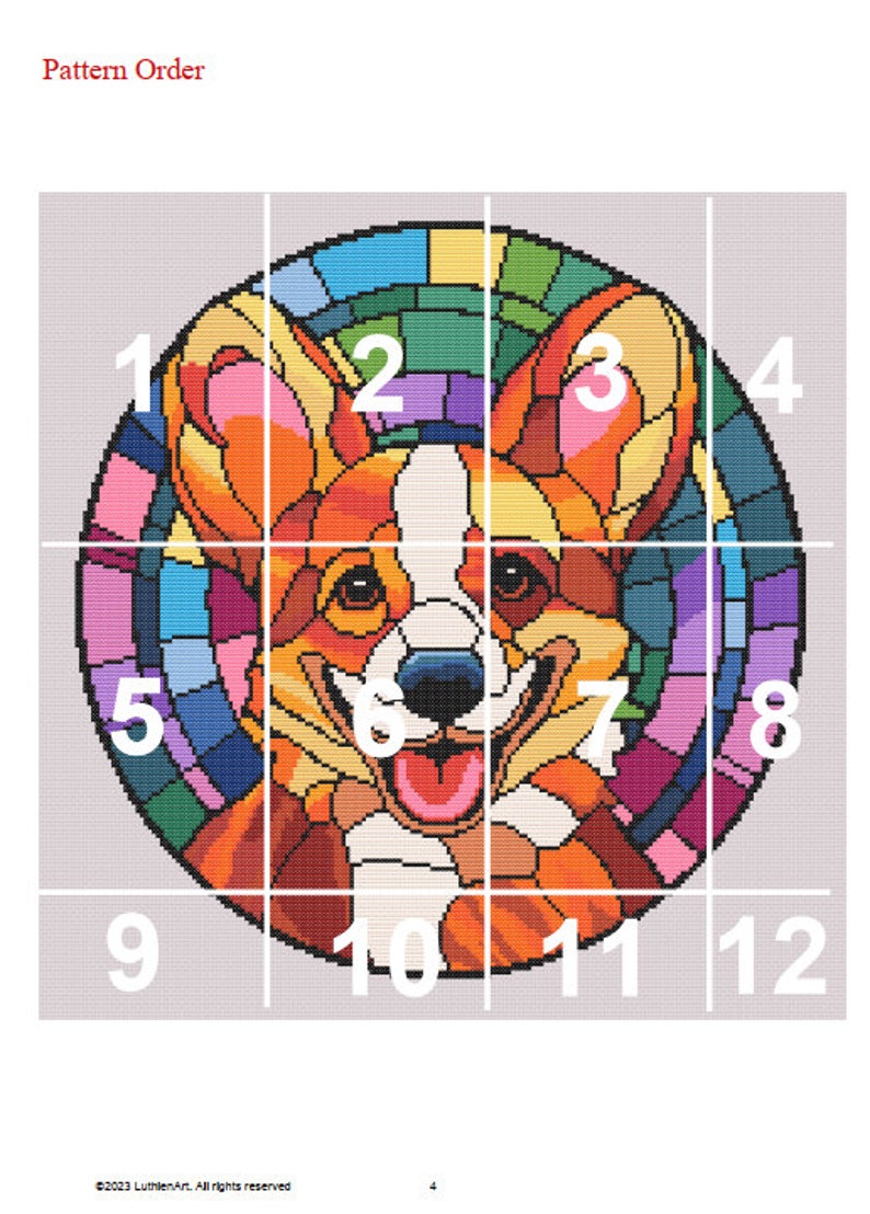 Stained Glass Dogs Cross Stitch Pattern Corgi Pattern - Etsy