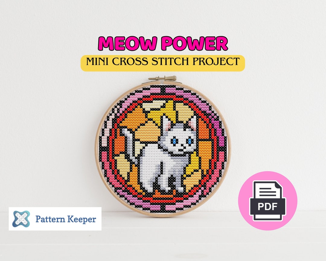 Mini Cat Cross Stitch Pattern: Stained Glass Style (PDF Pattern) - Etsy