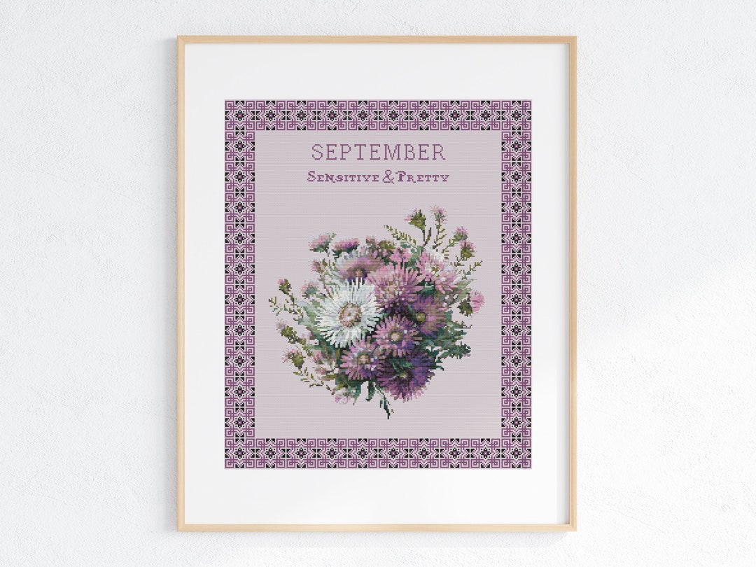 Vintage Aster Cross Stitch Pattern: September Birth Flower (pattern ...