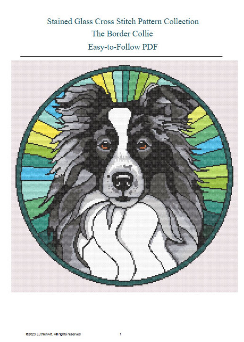 Stained Glass Dogs Cross Stitch Pattern Border Collie - Etsy