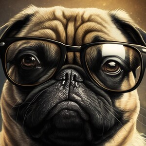 Pug Poster Digital, Pug With Sunglasses, Modern Pug Art - Etsy