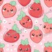 Digital 2 Pack - Cute Strawberry Tile Wallpaper Backgrounds, Kawaii ...