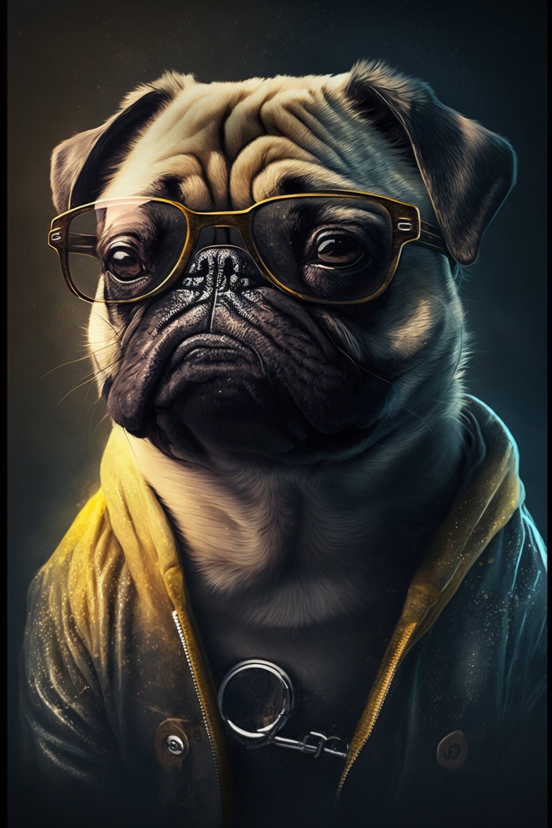 Pug Poster Digital, Pug With Sunglasses, Modern Pug Art - Etsy
