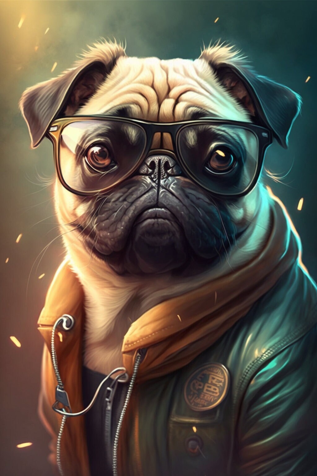 Pug Poster Digital, Pug With Sunglasses, Modern Pug Art - Etsy