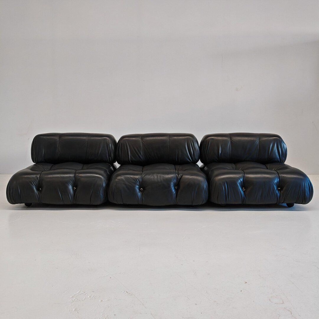 Canapé Modulable Camaleonda En Cuir Noir Par Mario Bellini Pour CB / B ...