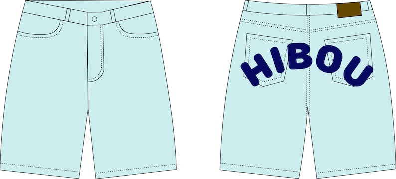 Baggy Jorts Tech Pack: Streetwear Denim Jean Shorts Template (AI/PNG ...