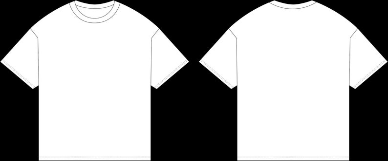 Cropped Boxy T-shirt Tee Technical Drawing Streetwear Mock-up Template ...