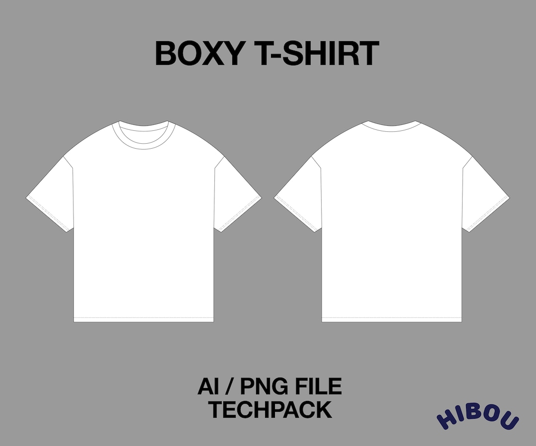 Bijgesneden Boxy T-shirt T-shirt Technische tekening Streetwear Mock-up ...