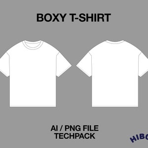 Cropped Boxy T-shirt Tee Technical Drawing Streetwear Mock-up Template ...