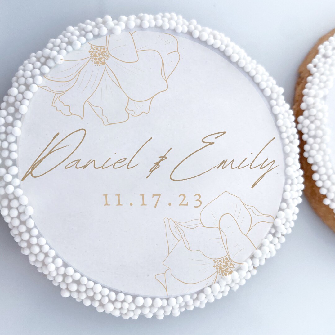 Gold Floral Personalized Shortbread Cookies | Bridal Shower, Birthday ...