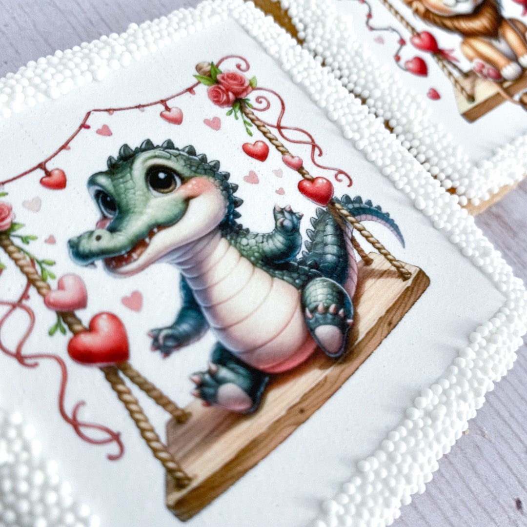 Baby Animal Valentine's Edible Image Shortbread Cookies - Etsy