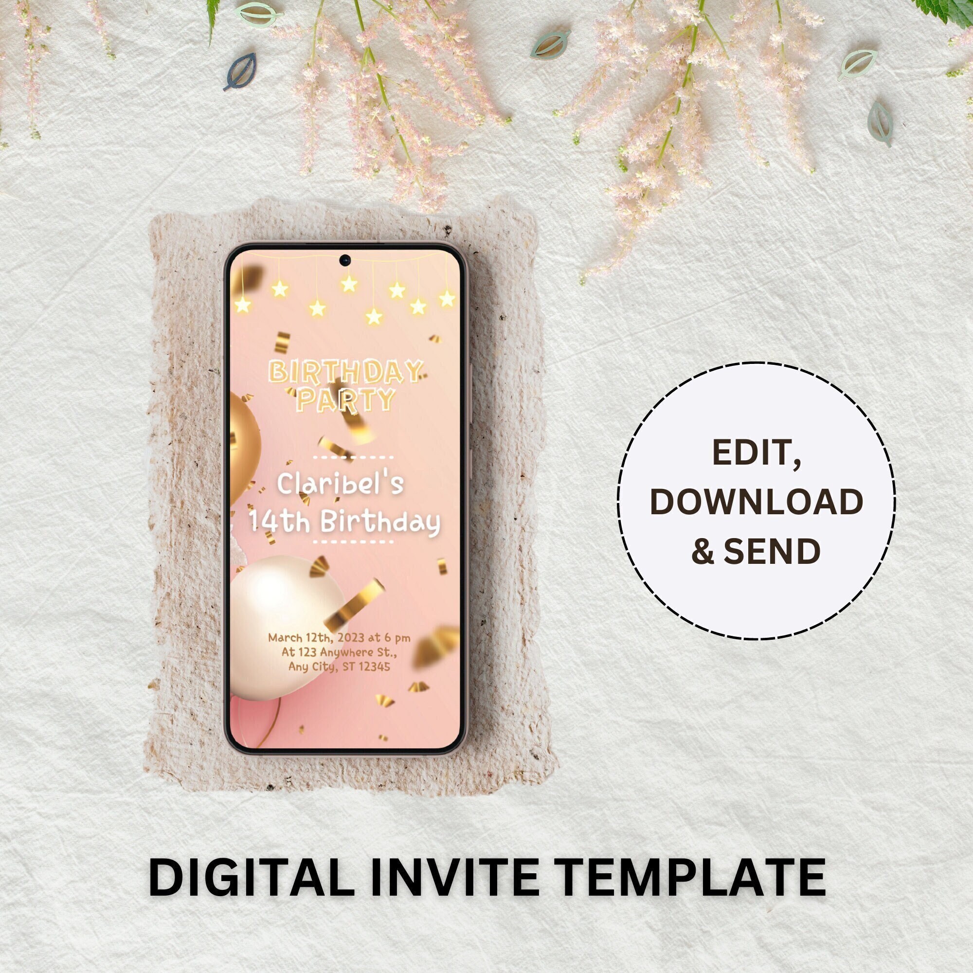 BIRTHDAY E-INVITE | Editable Invitation | Electronic Invite | Birthday ...