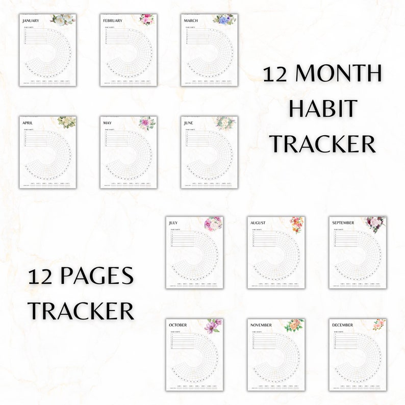 12 MONTH HABIT TRACKER Printable Habit Tracker Yearly - Etsy