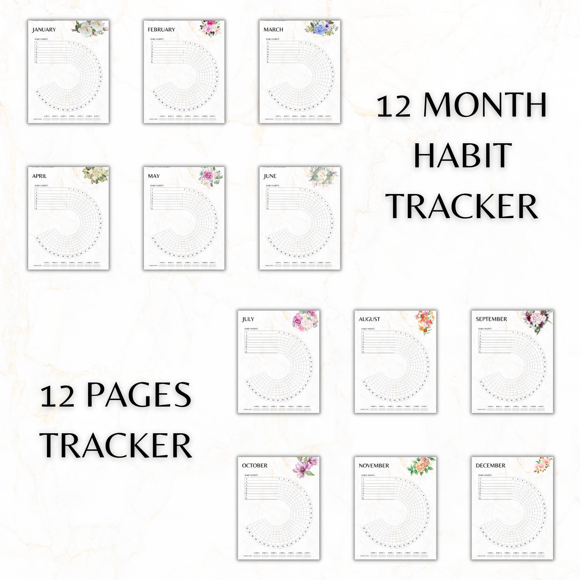 12 MONTH HABIT TRACKER Printable Habit Tracker Yearly Habit Tracker ...
