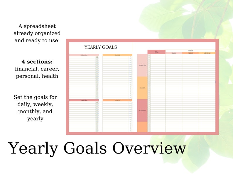 HABIT TRACKER Digital Habit Tracker Monthly Habit Tracker Yearly Habit ...