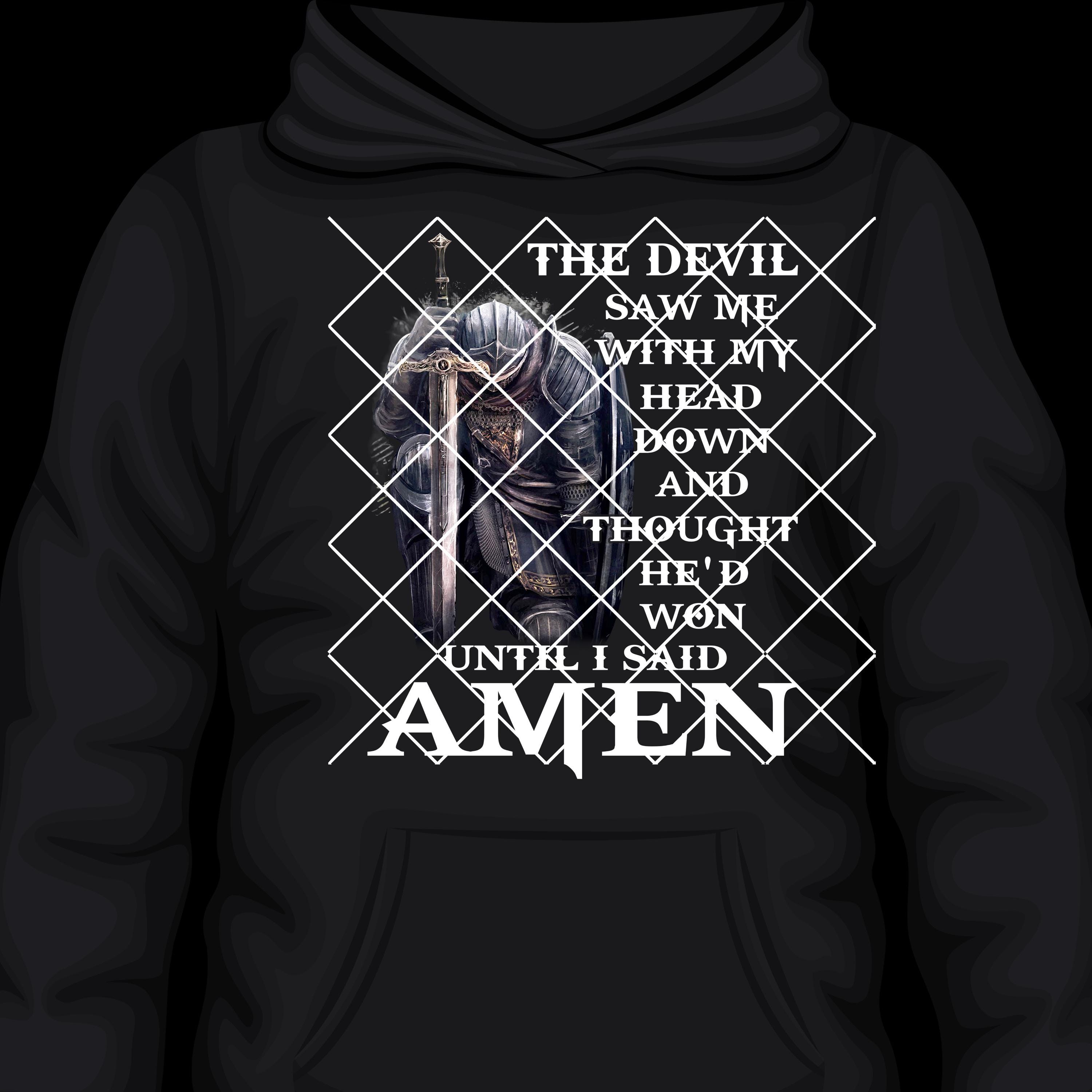 Devil Saw Him With His Head Down Knight Bowing Amen Png T-shirt/hoodie ...