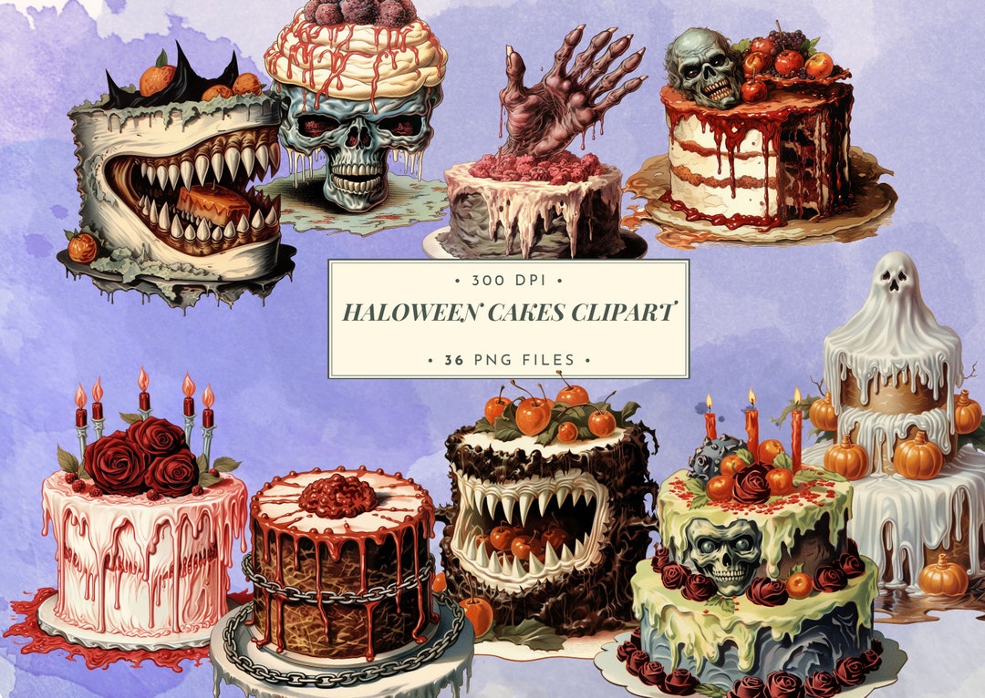 Vintage Monster Cakes Clipart Bundle Halloween Clip Art Halloween PNG ...