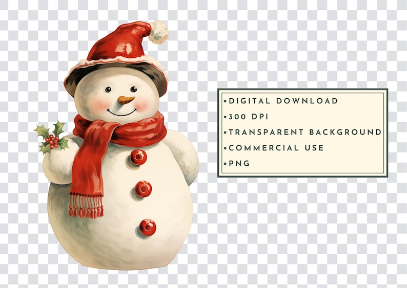 Cute Snowman Clipart Christmas Clip Art Graphics Vintage Christmas ...