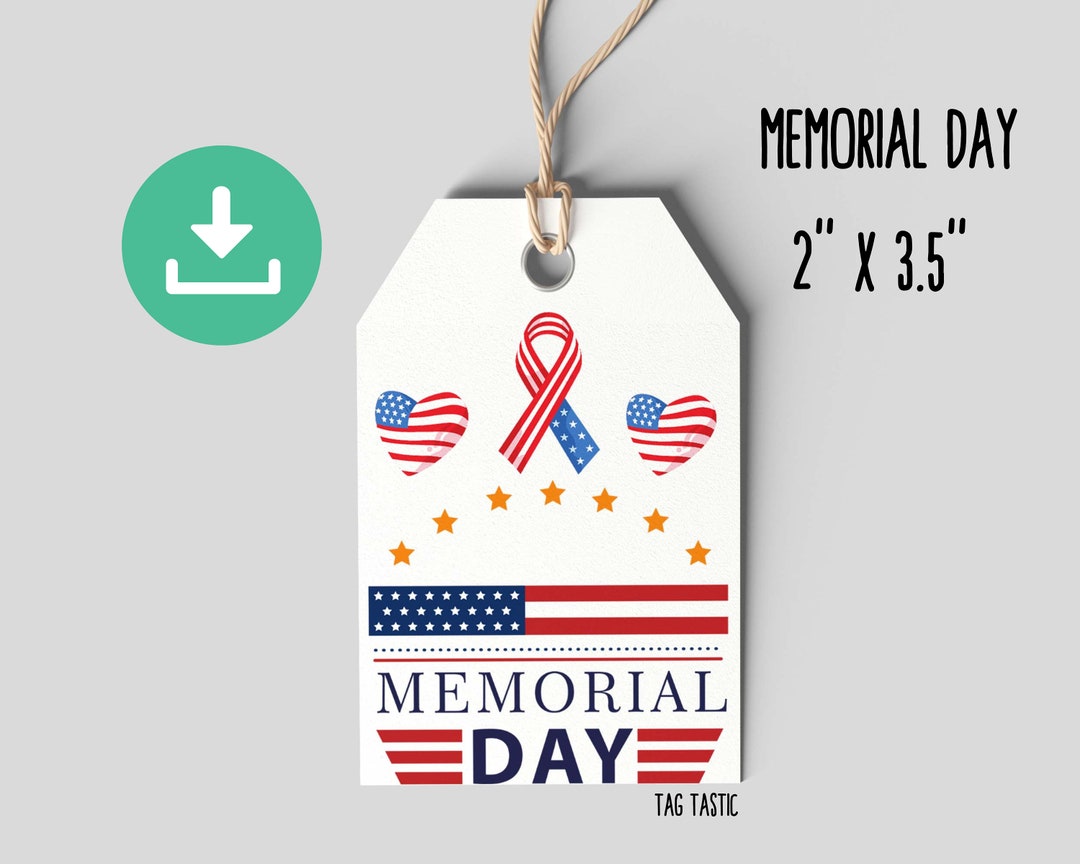 Printable Memorial American Flag Tag 4th July Tag Memorial - Etsy