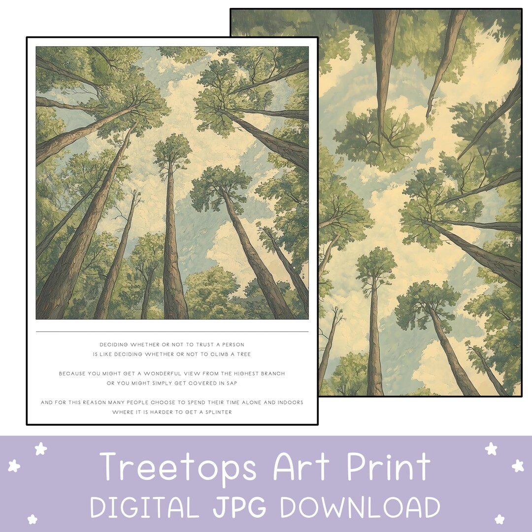 Treetops Digital Art Natural Aesthetic Home Decor Printable Quote Wall ...