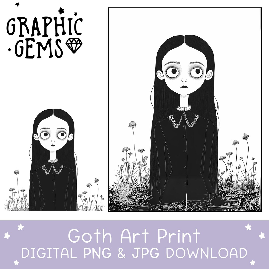 Minimalist Goth Digital Art Halloween Home Decor Printable Gothic Wall ...