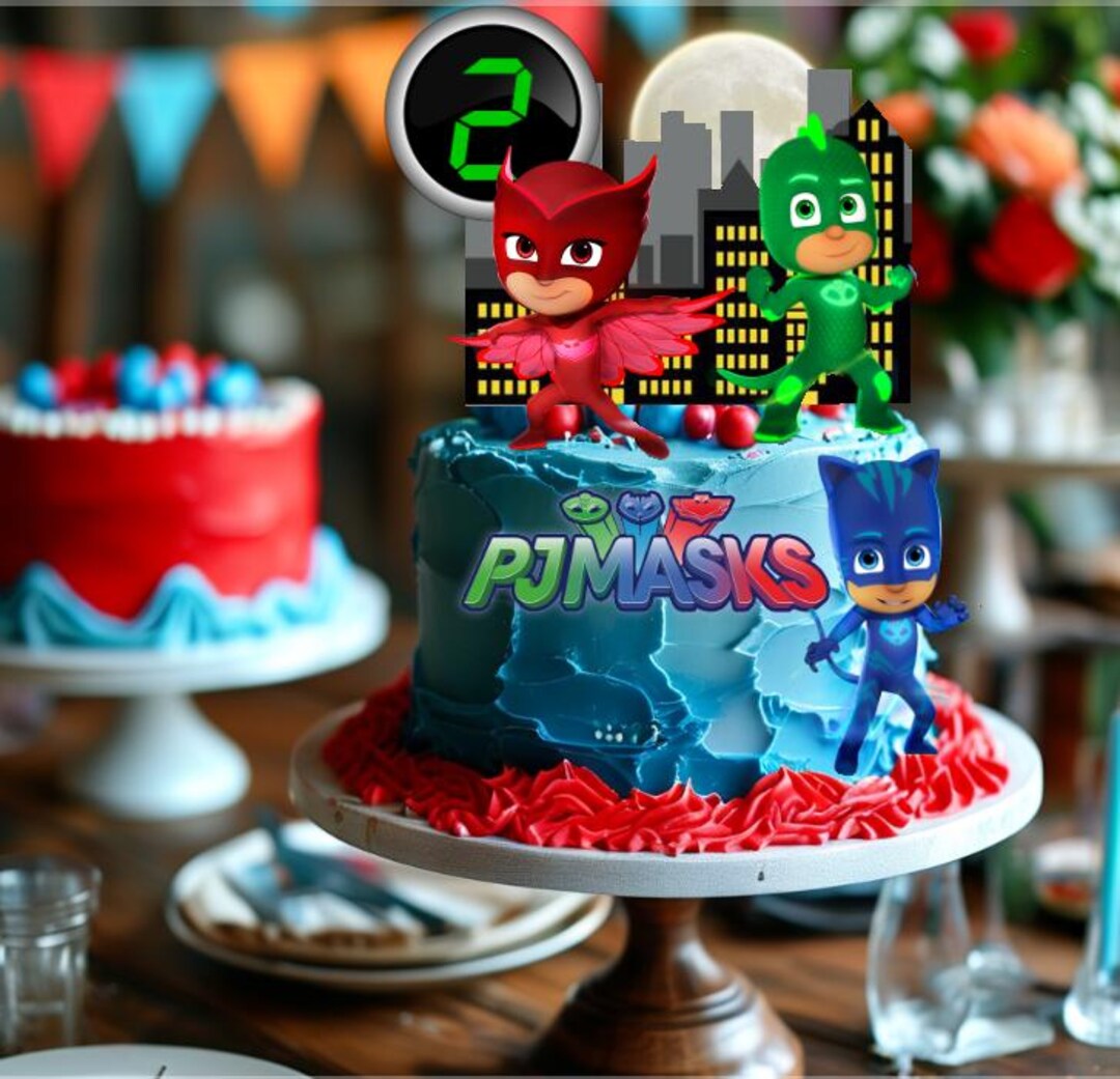 6 Piece PJ Masks Card Cake Topper Set. - Etsy