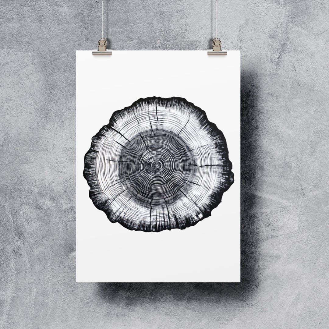 Oak Tree Ring Art Poster Nature Art Tree Stump Rubbing Stump Art ...