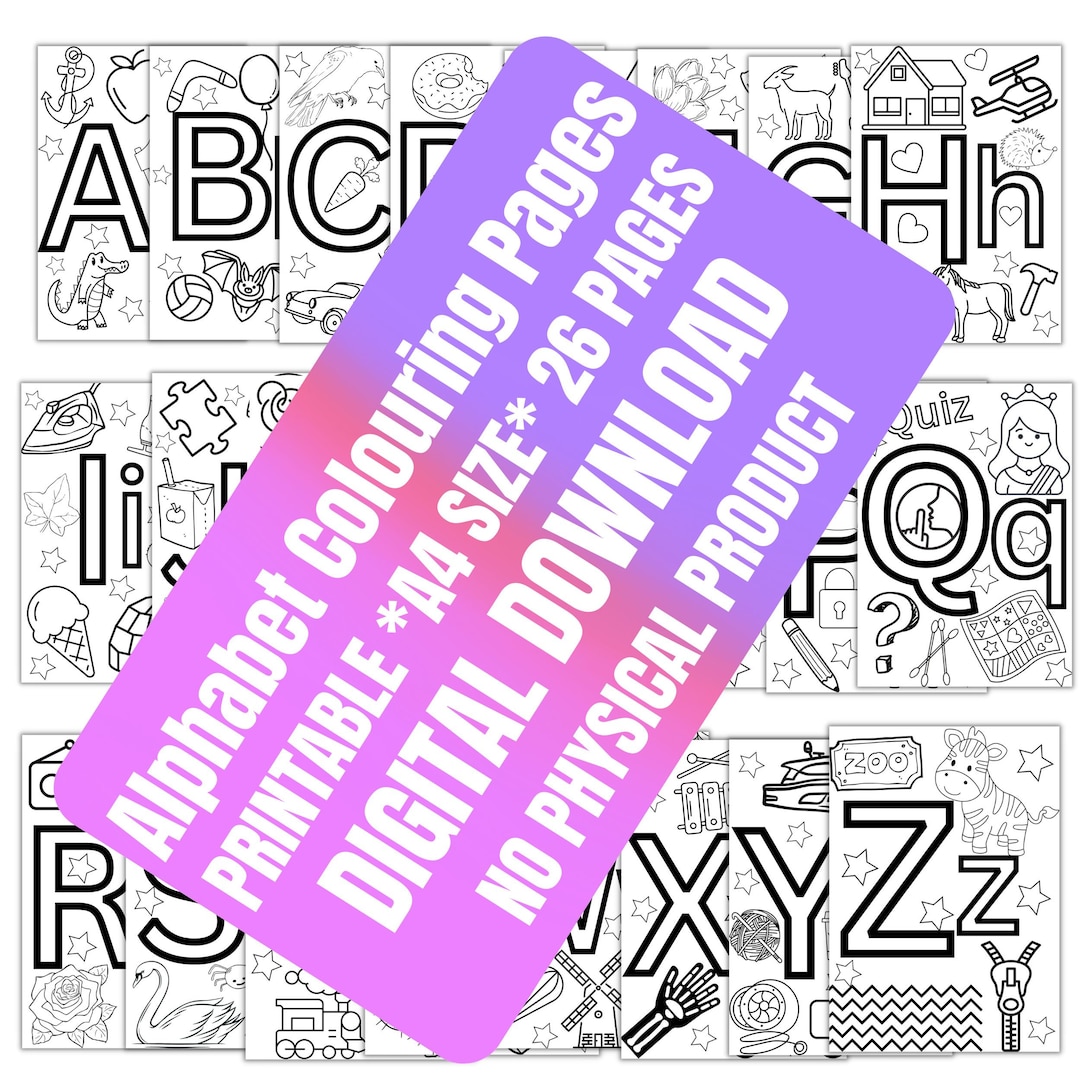 Printable Alphabet Colouring Pages Digital Download 26 Pages, Colouring ...