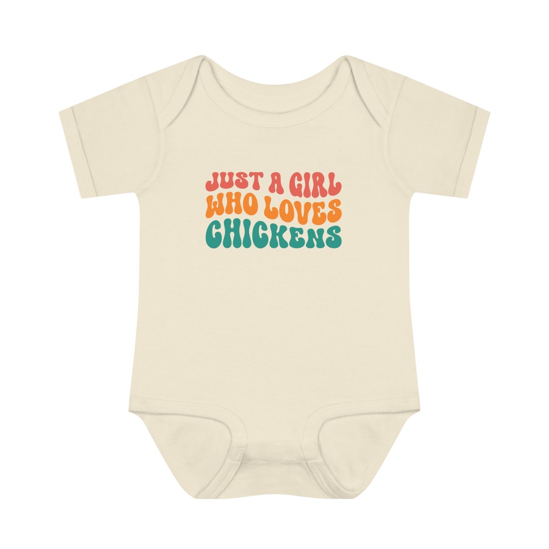 Chicken Shirt Bodysuit, Retro Boho Baby Bodysuit, Just a Girl Who Loves ...