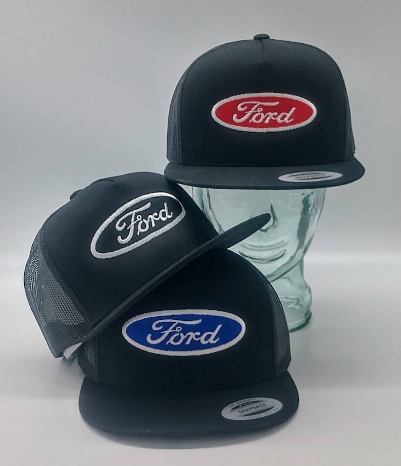 Ford Hat, Ford Logo Patch, Vintage Trucker Cap, Ford Dad Gift Black Red ...
