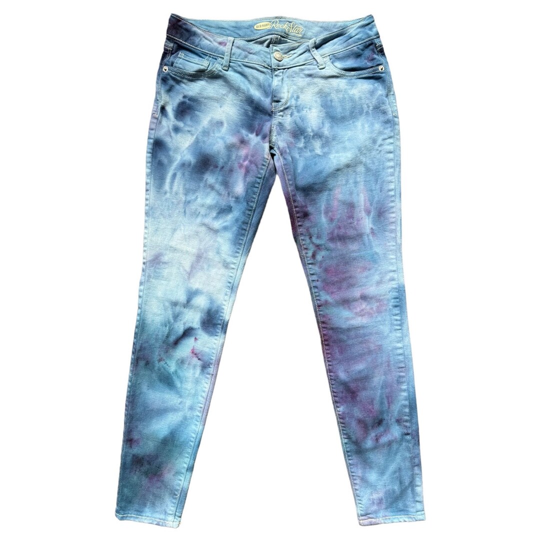 Ice Dyed Tie Dyed Rock Star Jeans, Women's Size 2 Old Navy Low Rise ...