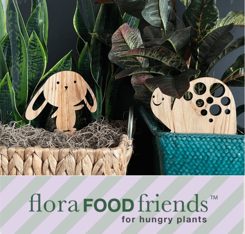 Bunny Flora FOOD Friend Cedar Garden Stake With Fertilizer - Etsy