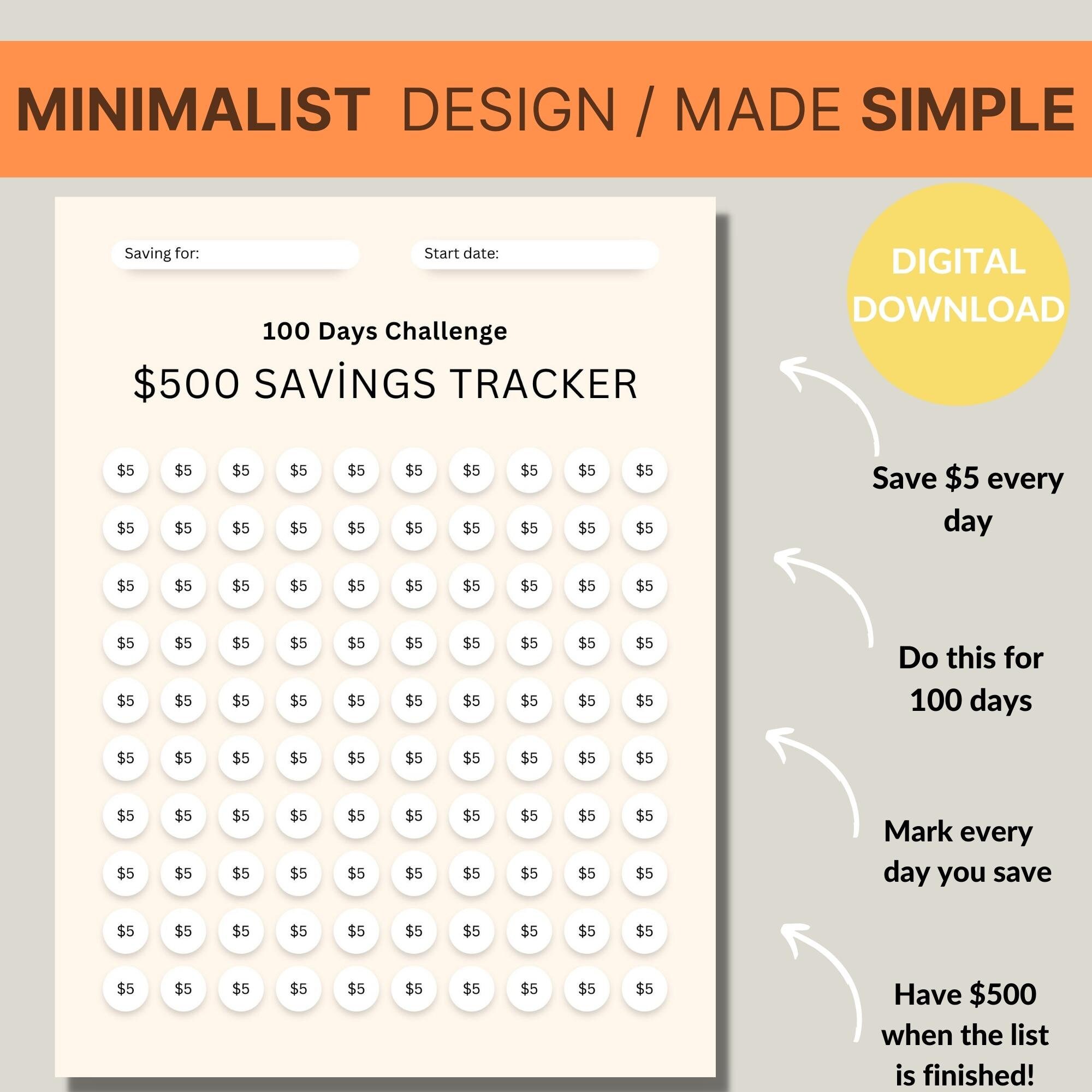 100-day Money Saving Challenge Printable Pack Motivational - Etsy