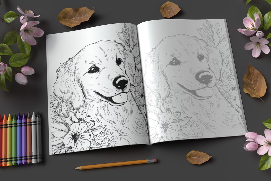 Golden Retriever Puppy Coloring Sheet Cute Dogs Puppies - Etsy
