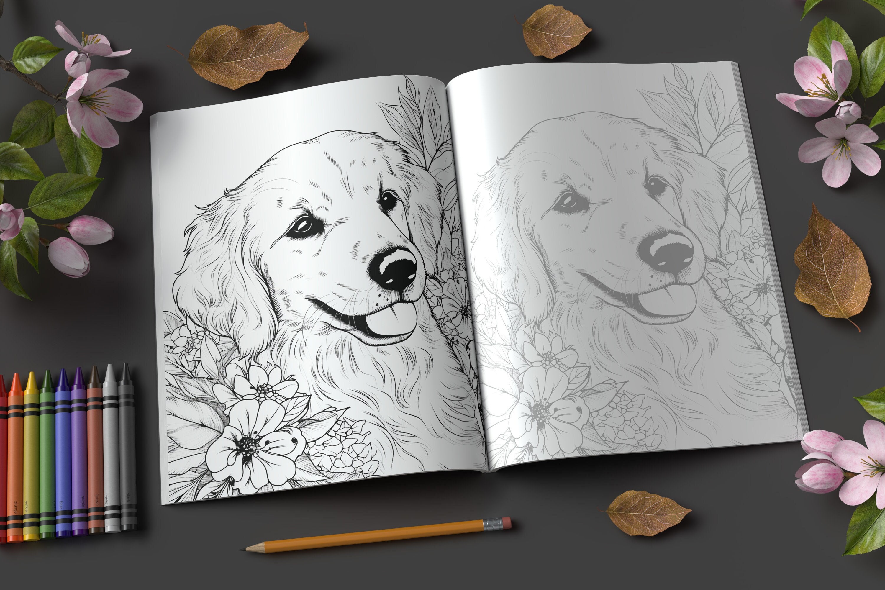 Golden Retriever Puppy Coloring Sheet Cute Dogs, Puppies Instant ...