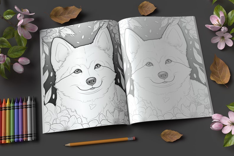 Shiba Coloring Sheet Cute Dogs, Puppies Instant Download CD0020 - Etsy