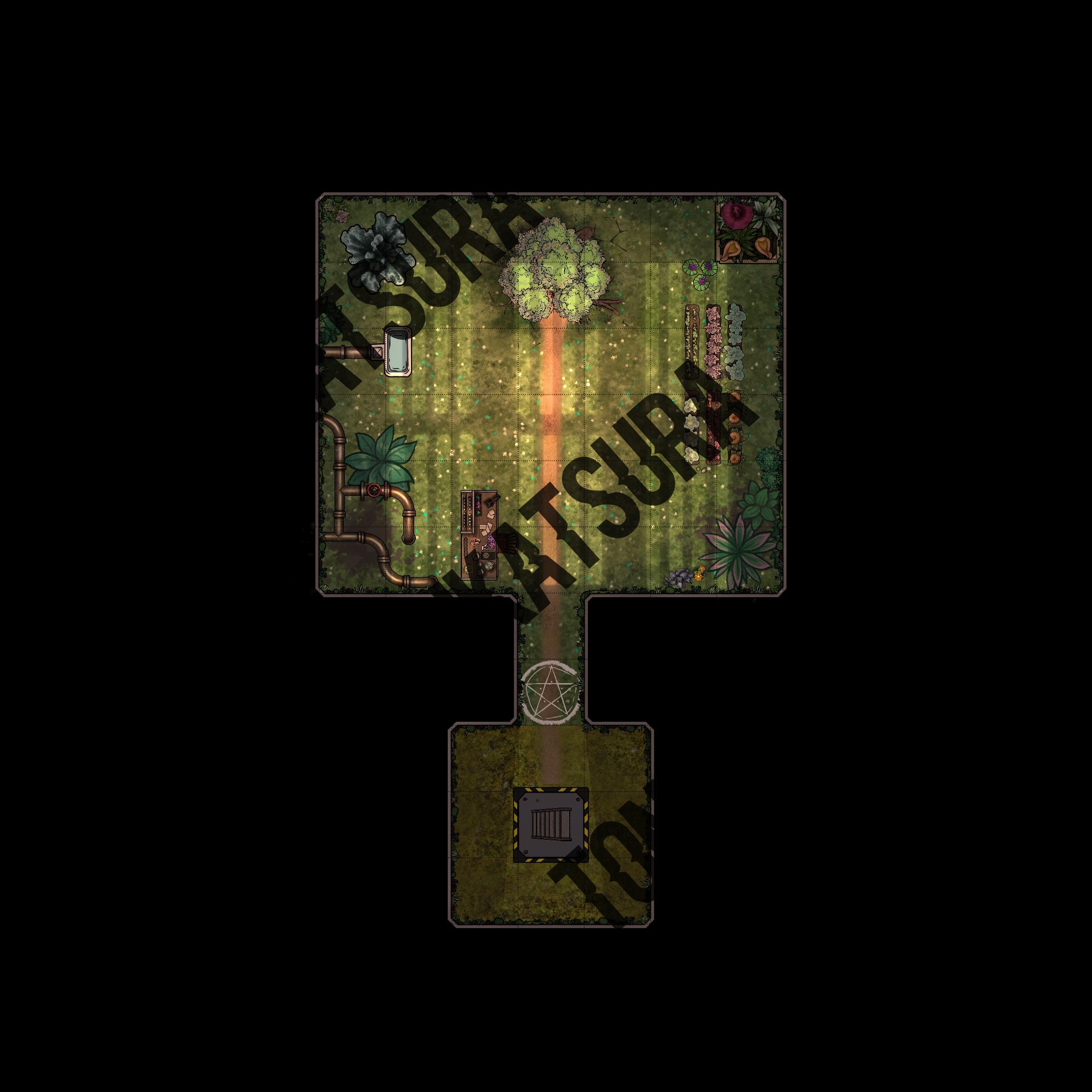 Modern Mansion With Hidden Greenhouse in the Cellar TTRPG Map - Etsy