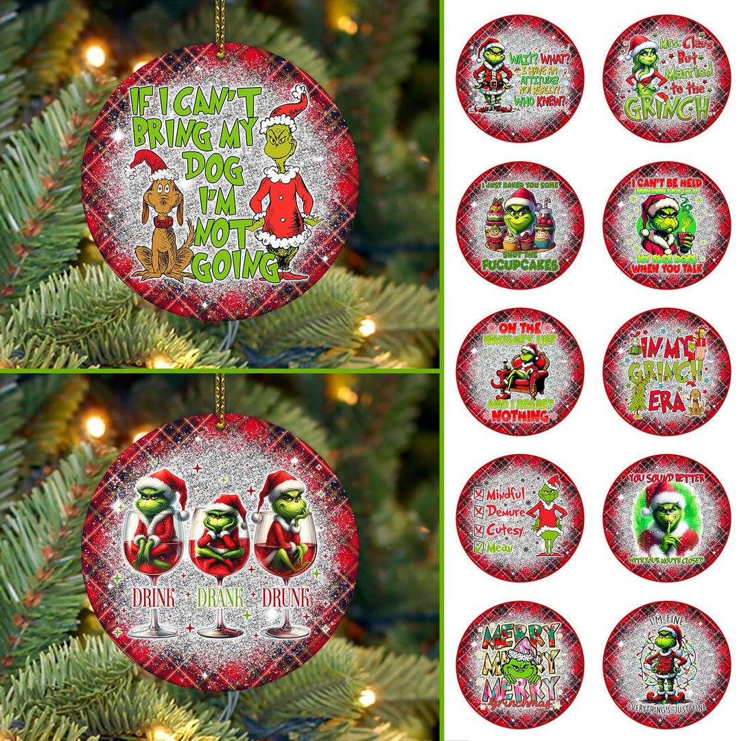Pack 12 Christmas Character Ornament Png, Christmas Movie Round ...