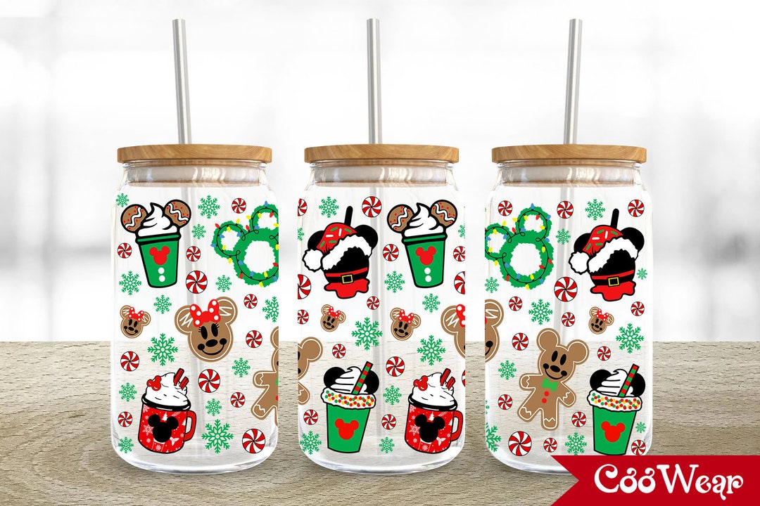 Christmas Character 16oz Glass Can Wrap, Christmas Lights 16 Oz Glass ...