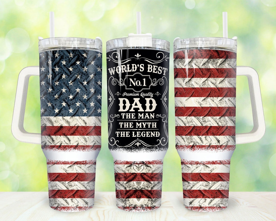 World's Best Dad 40oz Tumbler Wrap Png, American Flag Dad 2 Pieces 40 ...