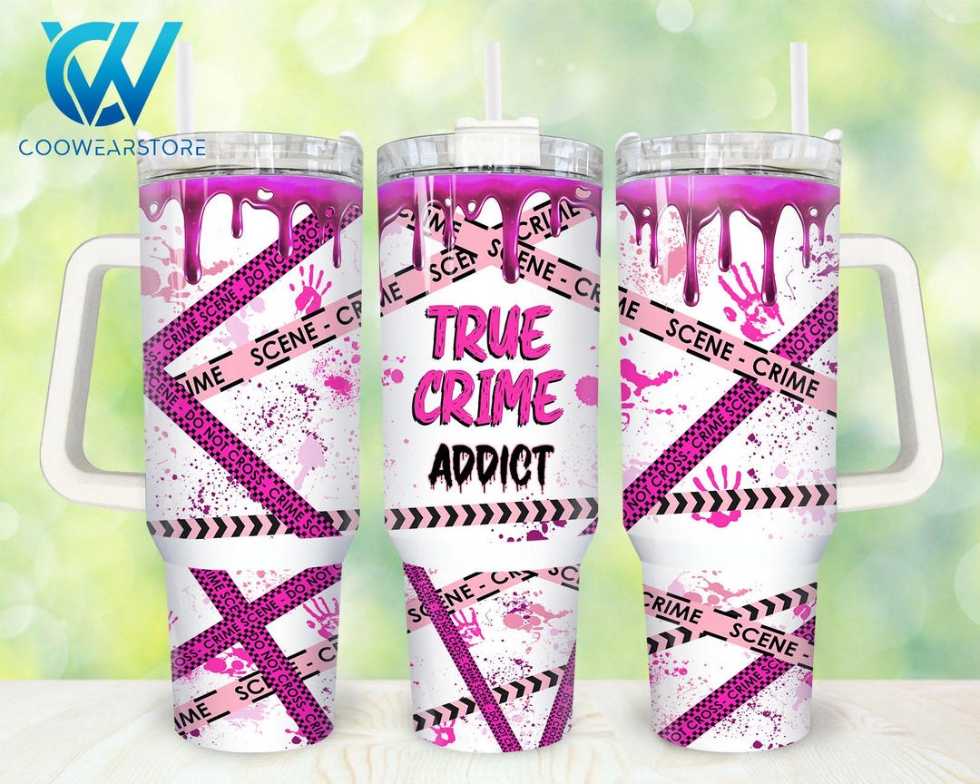 Pink True Crime 40oz Tumbler Wrap Png, Halloween Crime Scene 2 Pieces ...