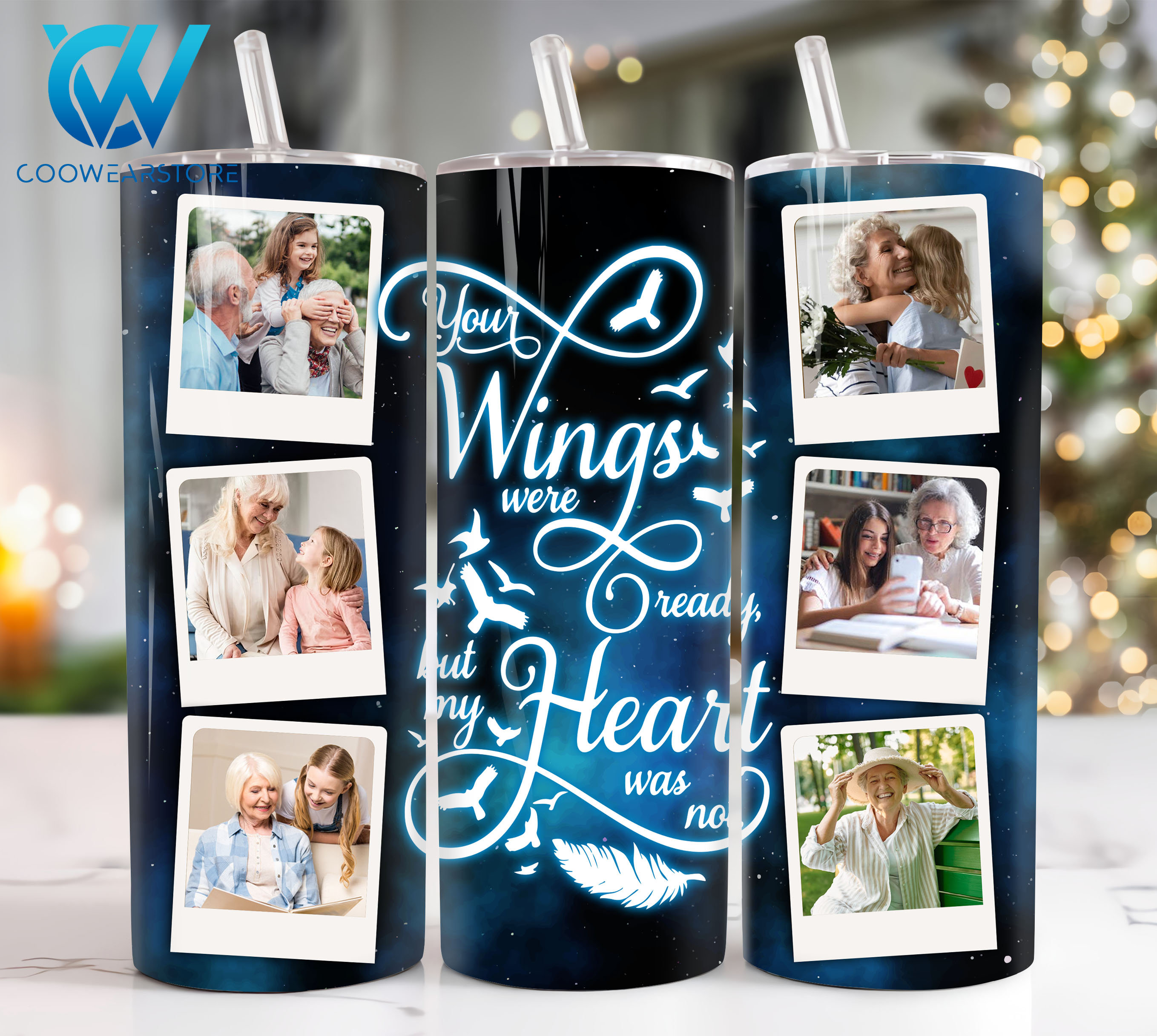 Custom Collage Memorial Photo 20 Oz Skinny Tumbler Sublimation ...